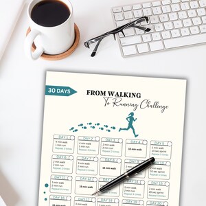 30 Day Waking to Running Challenge, Printable Walking Guide, Running ...