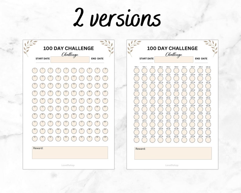 100 Day Challenge Tracker Habit Tracker Pdf Habit Tracker Goal Setting ...