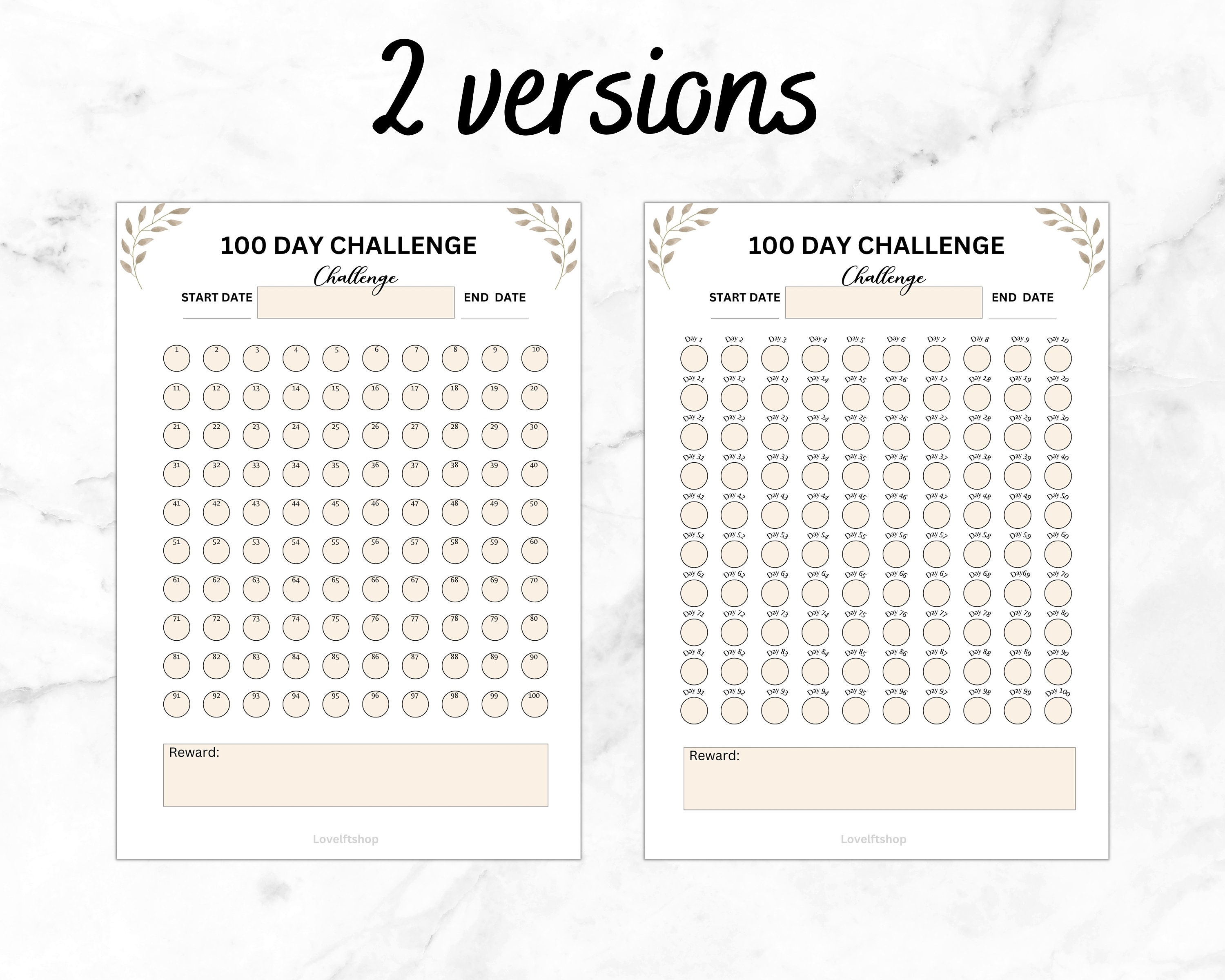 100 Day Challenge Tracker Habit Tracker Pdf Habit Tracker Goal Setting ...