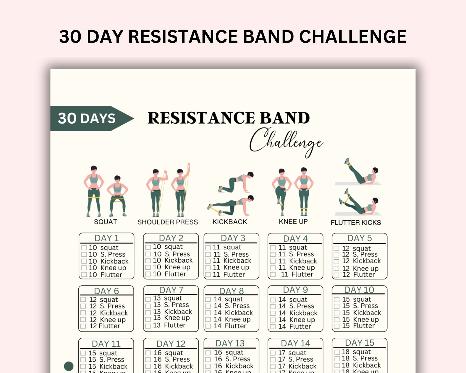 30 Day Resistance Band Exercise Challenge, Resistance Band Workout ...