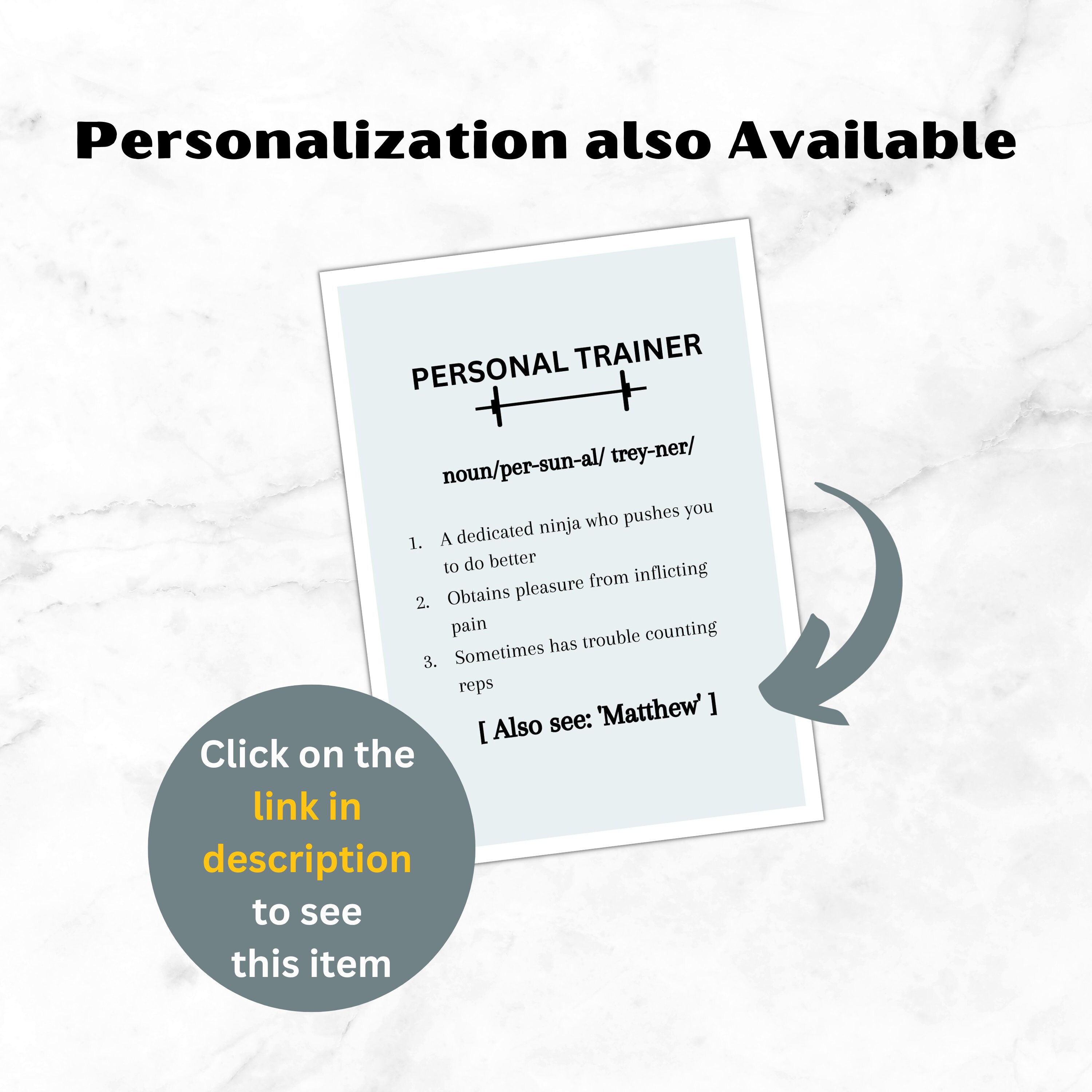 Personal Trainer Card Gym Card for Him Her Trainer Thank You PT Card ...