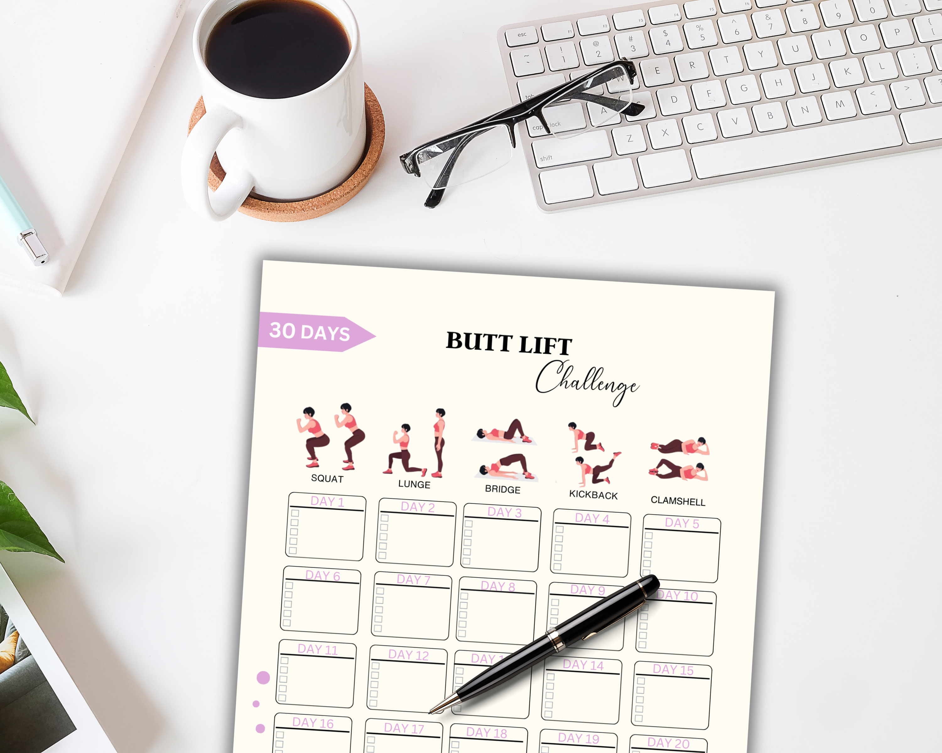 30 Day Butt Lift Challenge, Booty Exercise, Butt Workout, Home Workout ...