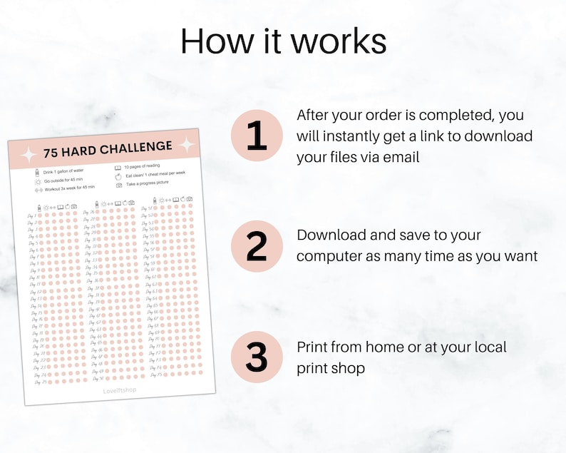 75 Hard Challenge Tracker 75 Hard Challenge 75 Day Challenge Fitness ...