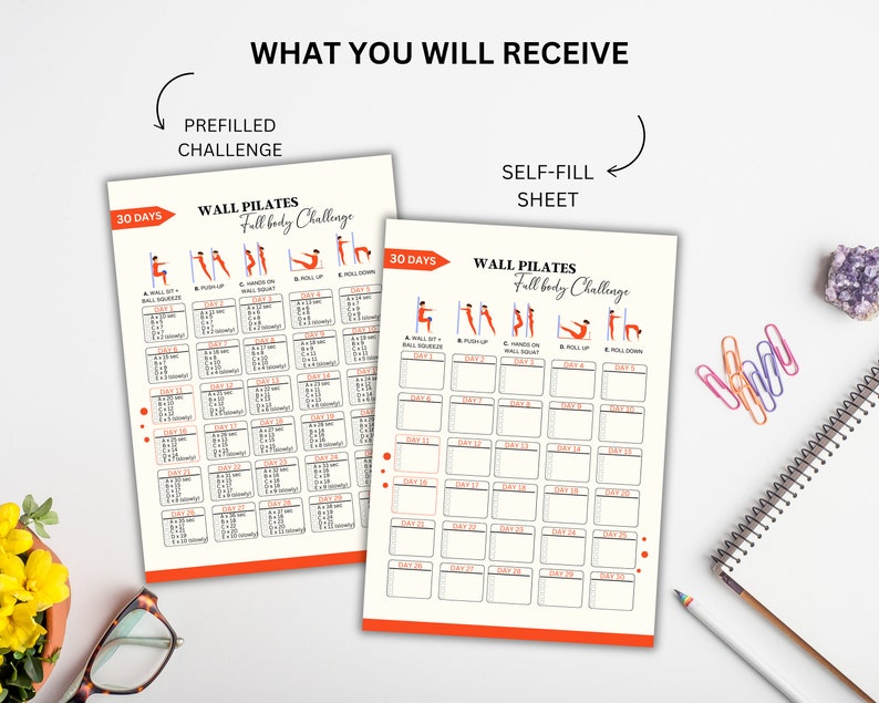 30 Day Challenge Wall Pilates Workout, Wall Exercise for Women, Home ...