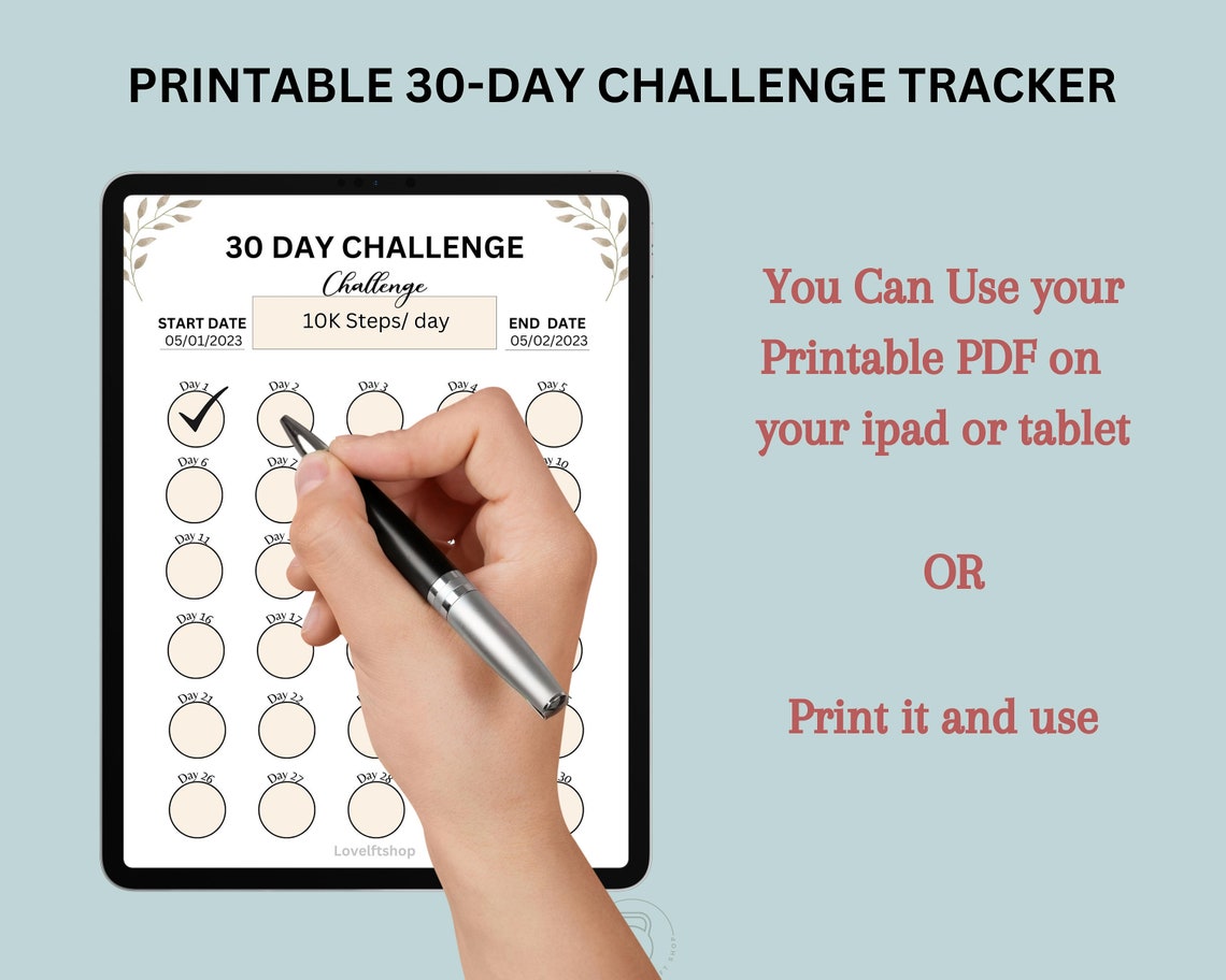 30 Day Challenge Tracker 30 Day Challenge Printable 30 Day Habit ...