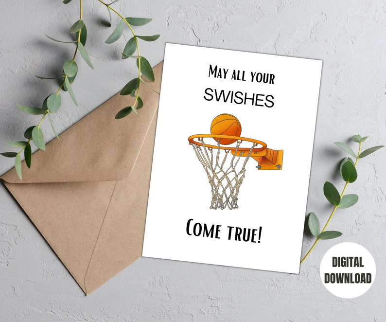 Basketball Birthday Card| Happy Birthday Basketball Swish| Printable ...