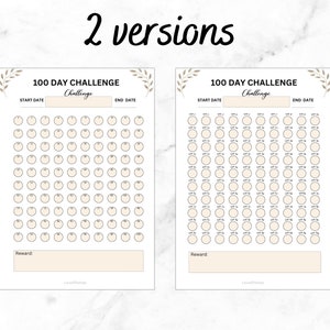 100 Day Challenge Tracker| Habit Tracker Pdf | Habit Tracker| Goal ...
