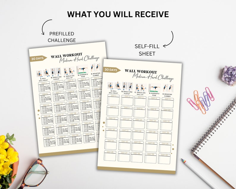30 Day Wall Exercise Challenge, Printable Wall Exercise , Home Workout ...