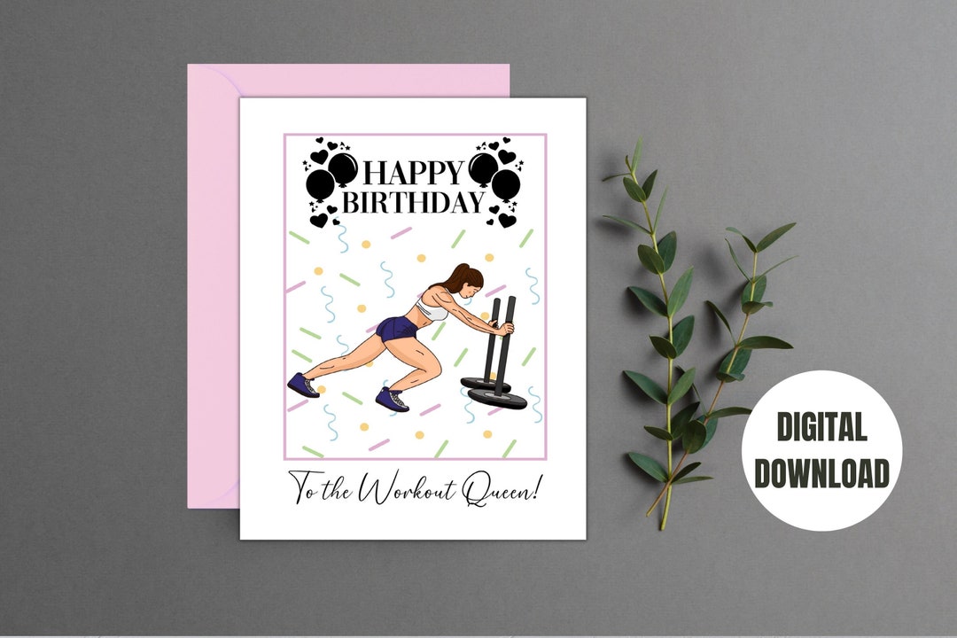 Fitness Gym Girl Card| Gym Gifts| Gym Card for Her | Gym Birthday Card ...