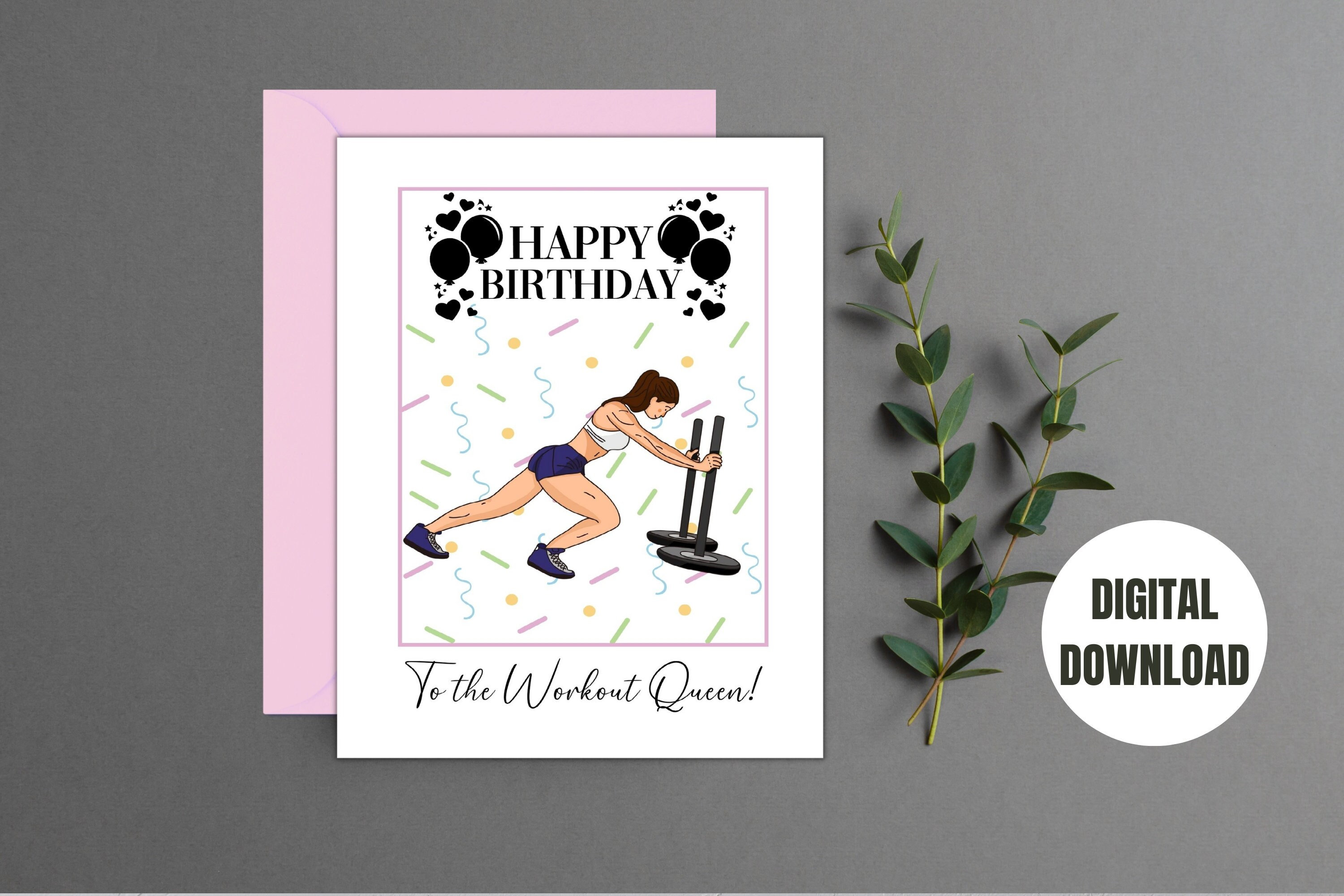 Fitness Gym Girl Card| Gym Gifts| Gym Card for Her | Gym Birthday Card ...