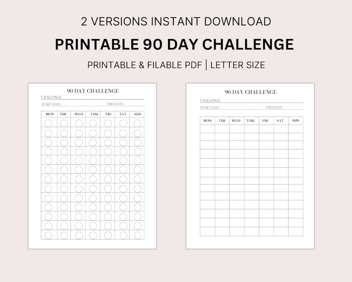 90 Day Challenge Tracker 90 Days 2023 Goal Planner Habit Tracker ...