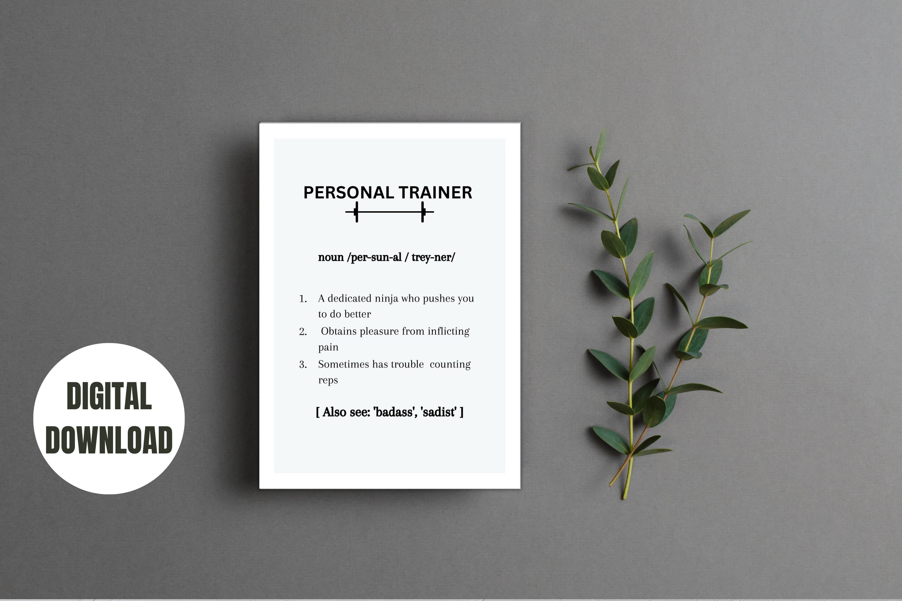 Personal Trainer Card| Gym Card for Him Her| Trainer Thank You| PT Card ...