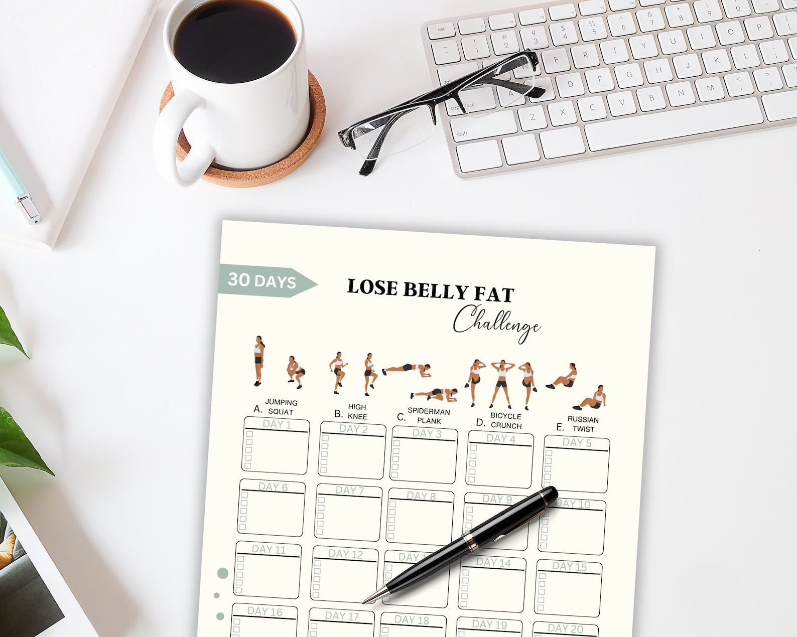 30 Day Lose Belly Fat Challenge,flat Abs Challenge, Home Workout ...