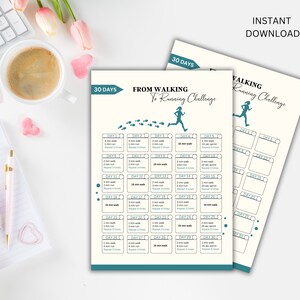 30 Day Waking to Running Challenge, Printable Walking Guide, Running ...