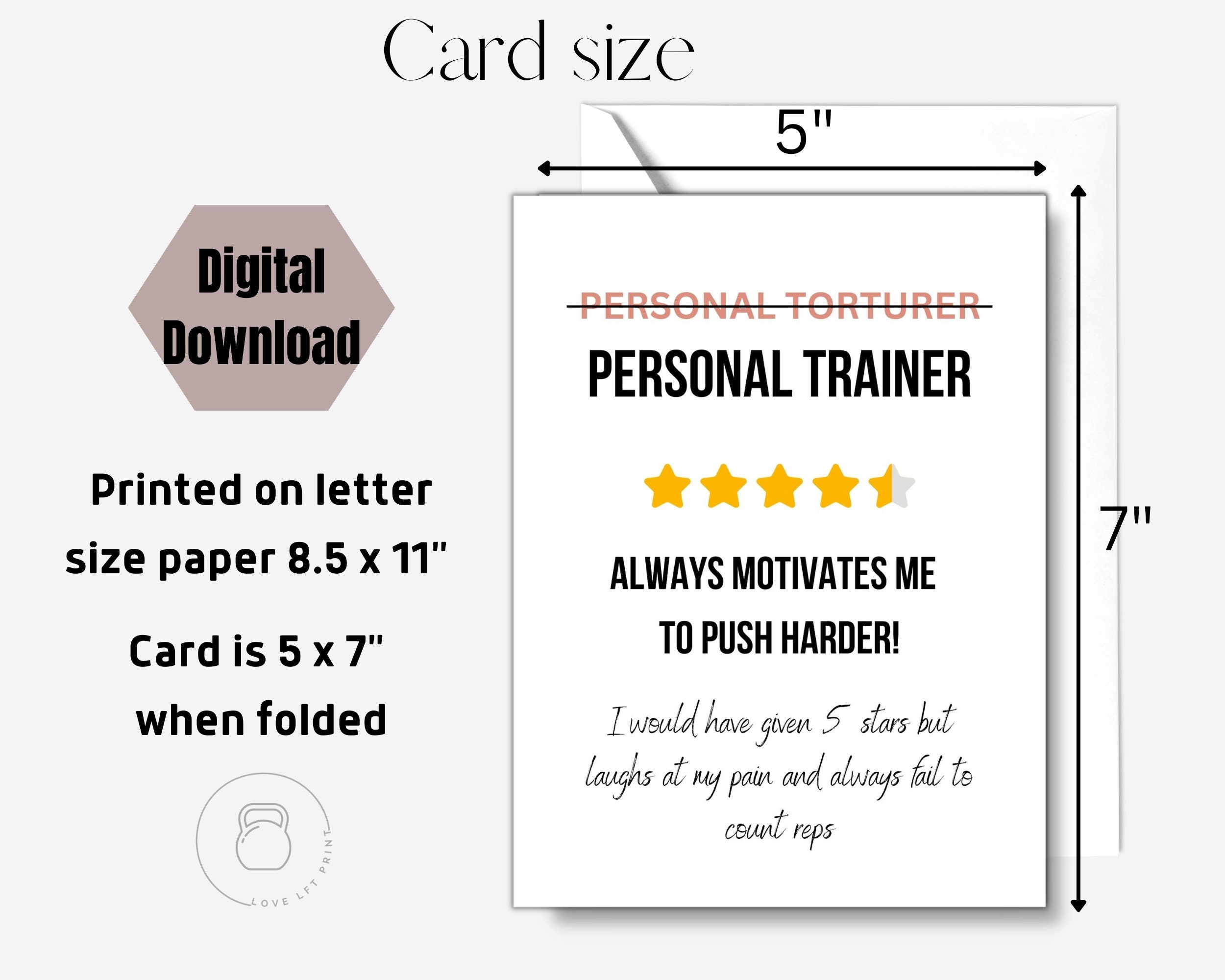 Personal Trainer Card| Gym Coach Funny Card Trainer| Thank You PT Card ...