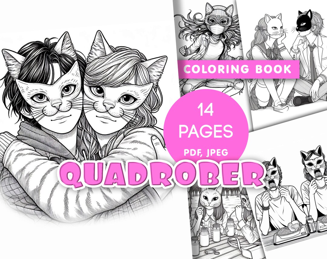 Quadrober Furry Digital Coloring Set 14 Pages | Coloring Book Pages ...