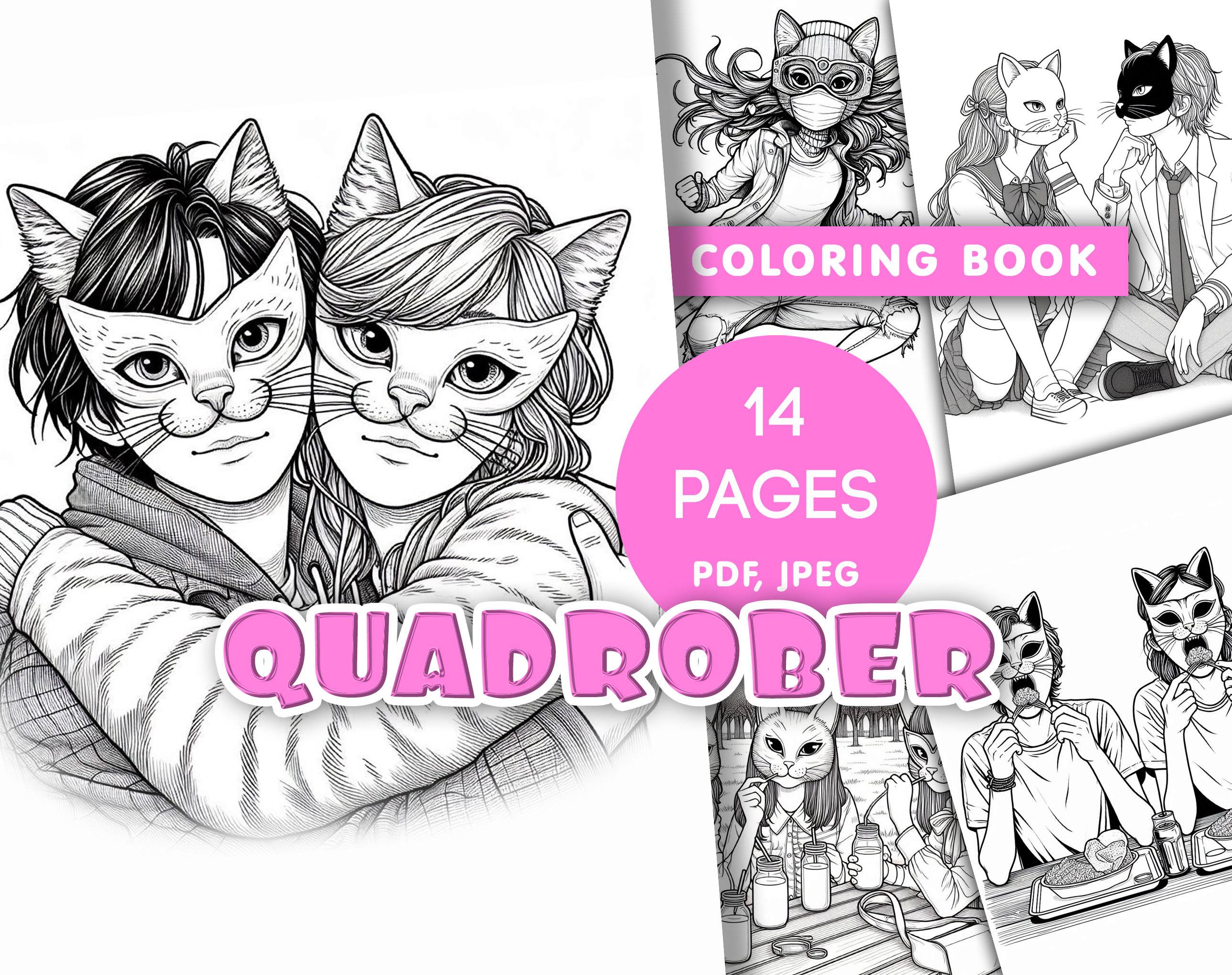 Quadrober Furry Digital Coloring Set 14 Pages Coloring Book Pages ...