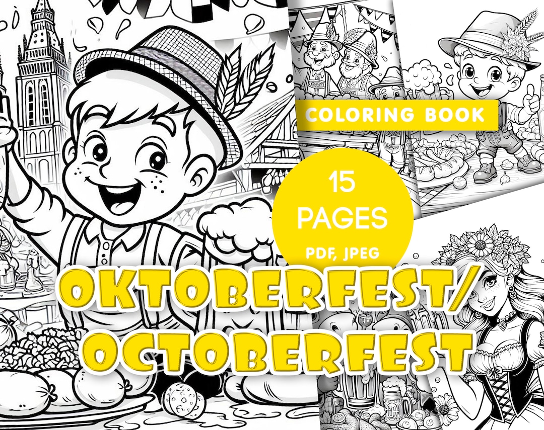 Oktoberfest/ Octoberfest Digital Coloring Set 15 Pages | Coloring Book ...