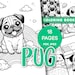 Pug Digital Coloring Set 18 Pages | Coloring Book Pages for Kids ...