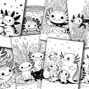 Axolotl Digital Coloring Set 21 Pages | Coloring Book Pages for Kids ...