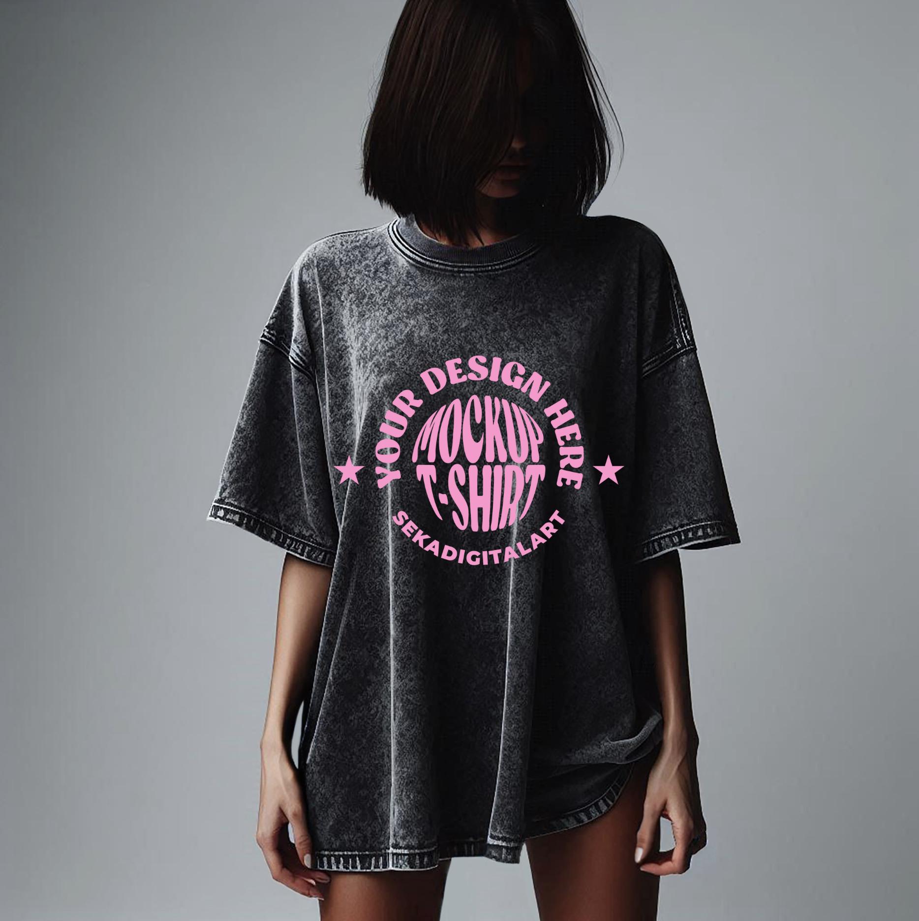 Editable Grey Acid Wash T-shirt Mockup | Canva Template | Easy Print ...