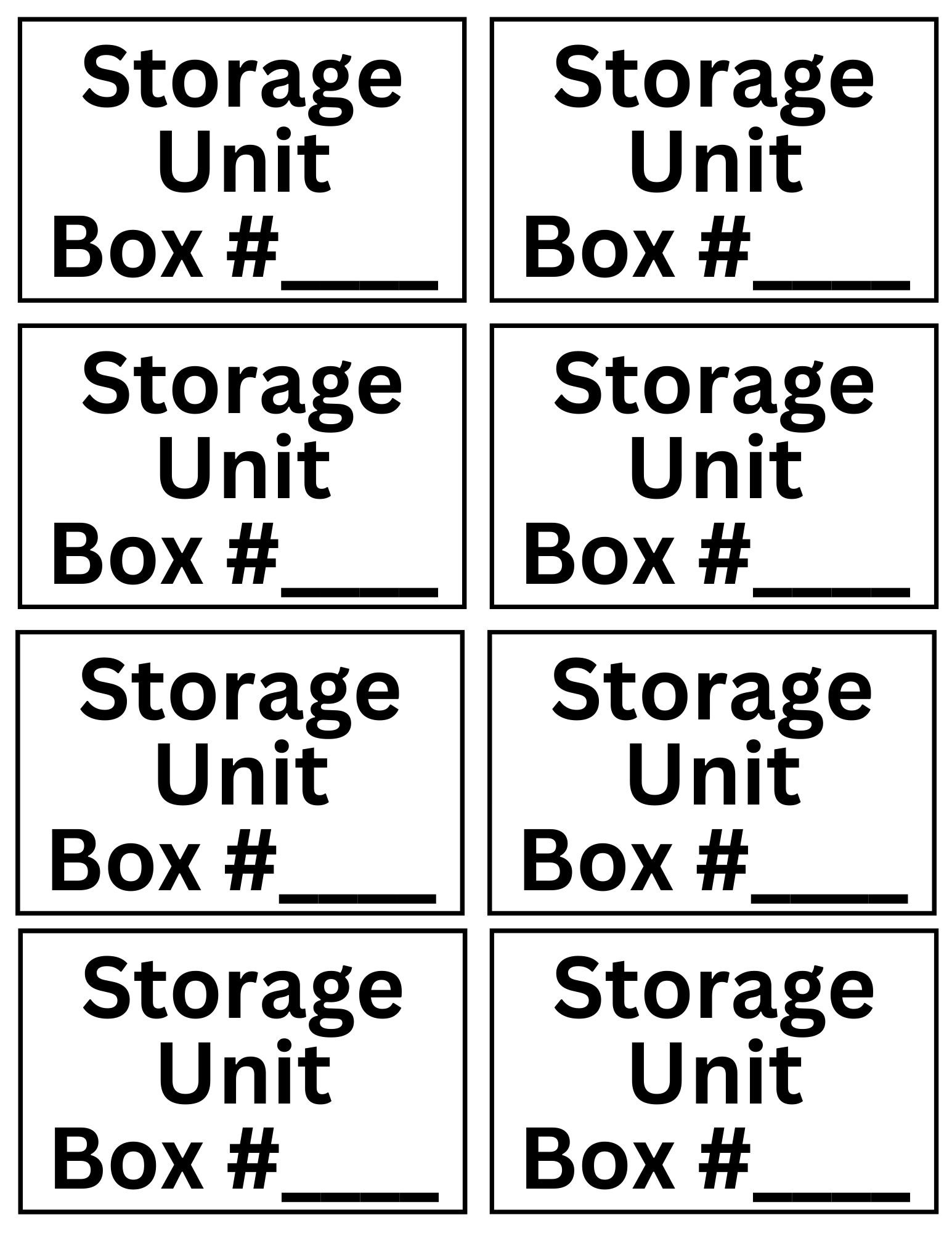Moving Labels Printable Box Content Labels Storage Unit Organization ...