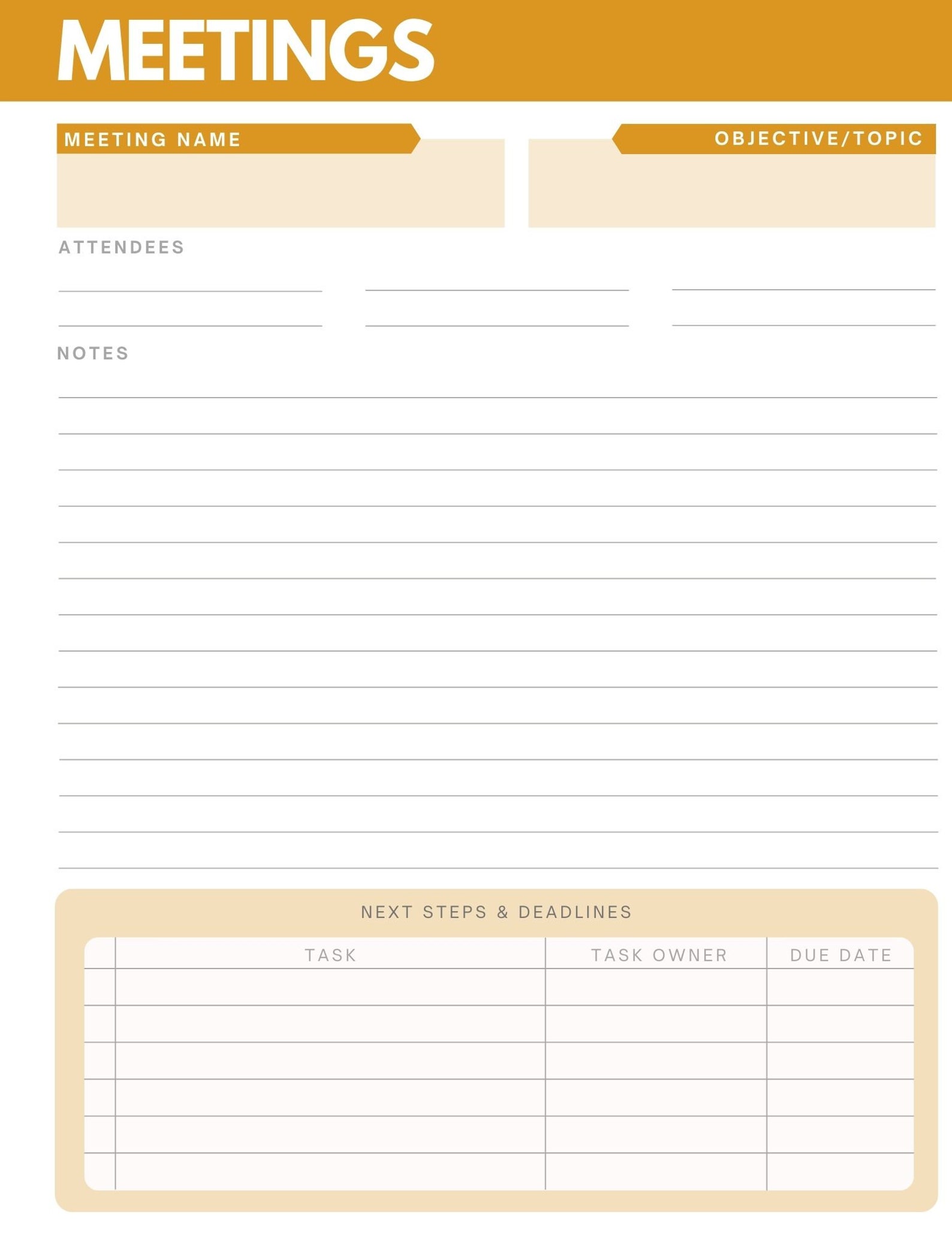 Daily Planner Printable Meeting Notes Project Planner Undated Meal Prep ...