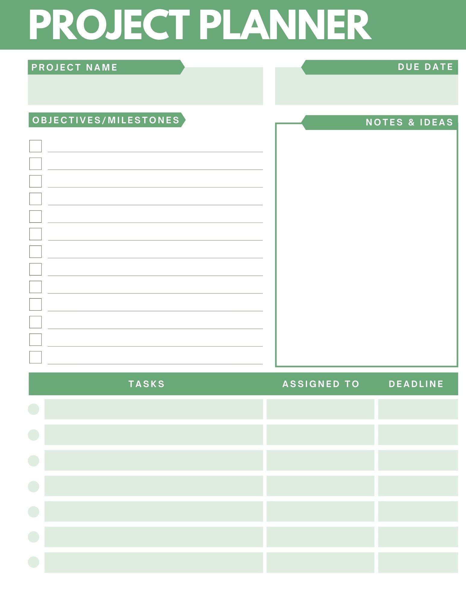 Daily Planner Printable Meeting Notes Project Planner Undated Meal Prep ...