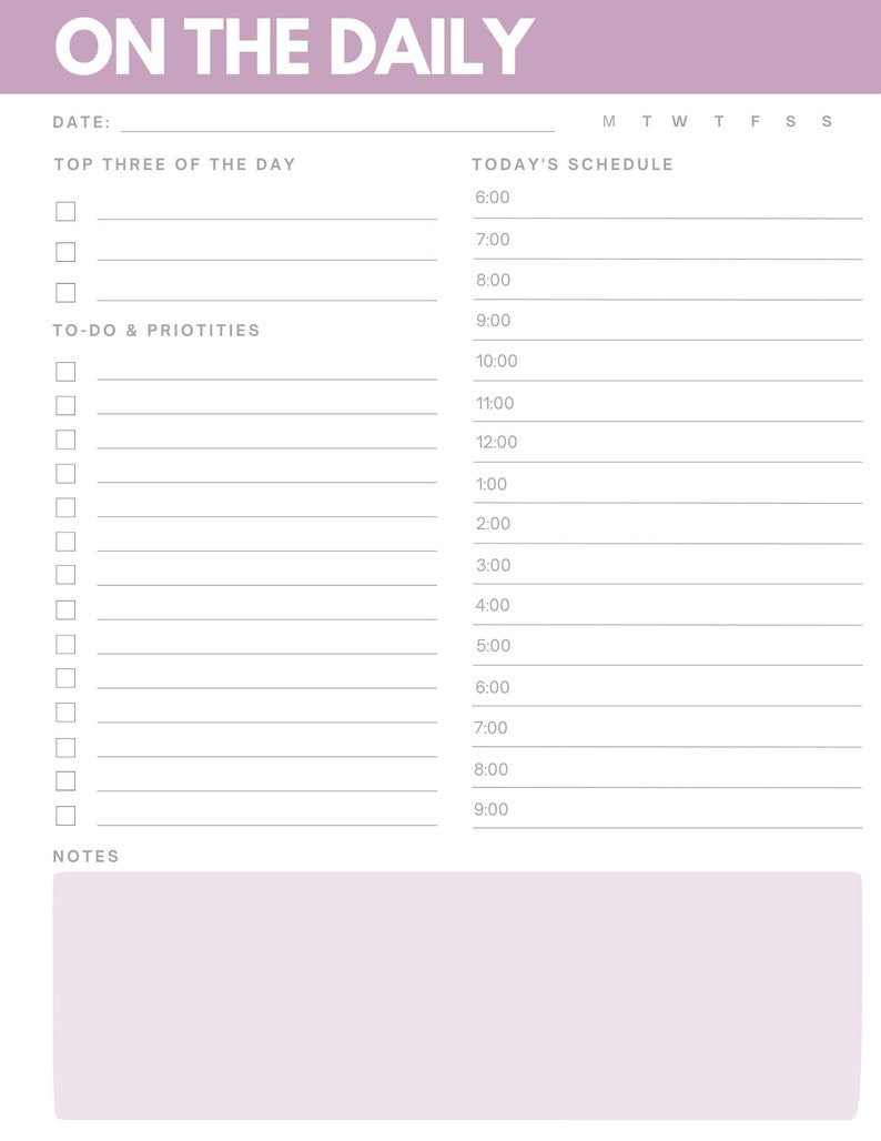 Daily Planner Printable Meeting Notes Project Planner Undated Meal Prep ...