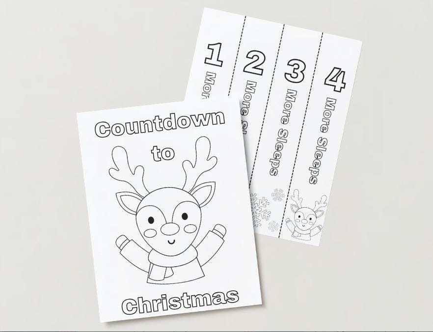 Christmas Coloring Page Holiday Countdown Chain Activity Kid Classroom ...