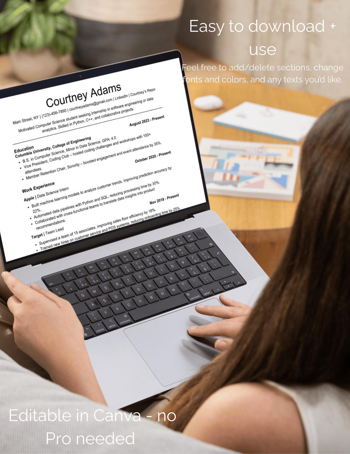 Ats-friendly Tech Resume Template: Minimalist Design (word, Canva ...