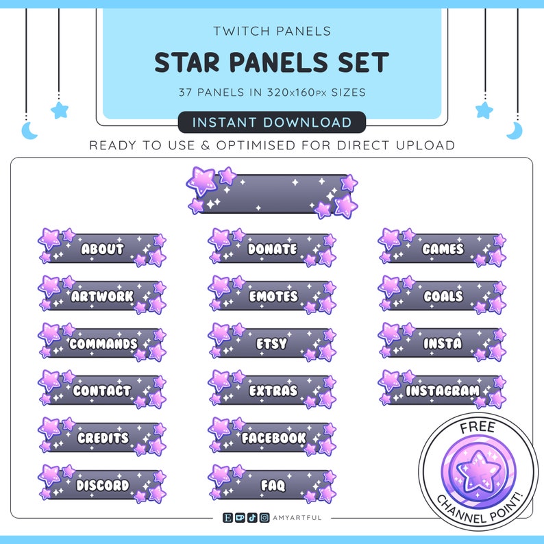 Twitch Panels / Banners / Emotes / Channel Art Pngs Star Panels Free ...