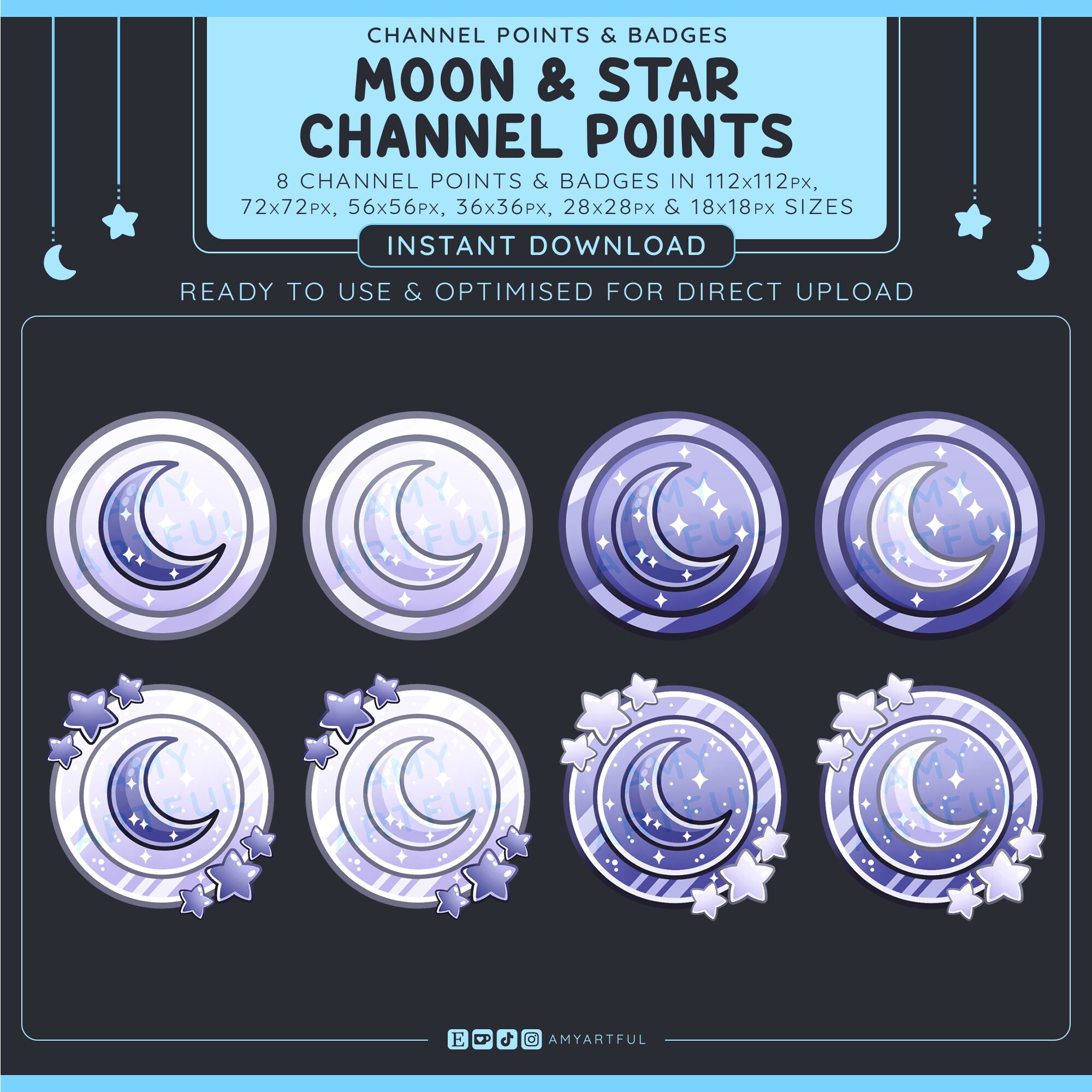 Twitch Channel Points / Emotes Moon & Stars Coins Bundle - Etsy
