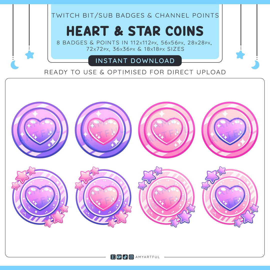 Twitch Channel Point / Emotes Pink & Purple Heart Coins Bundle - Etsy