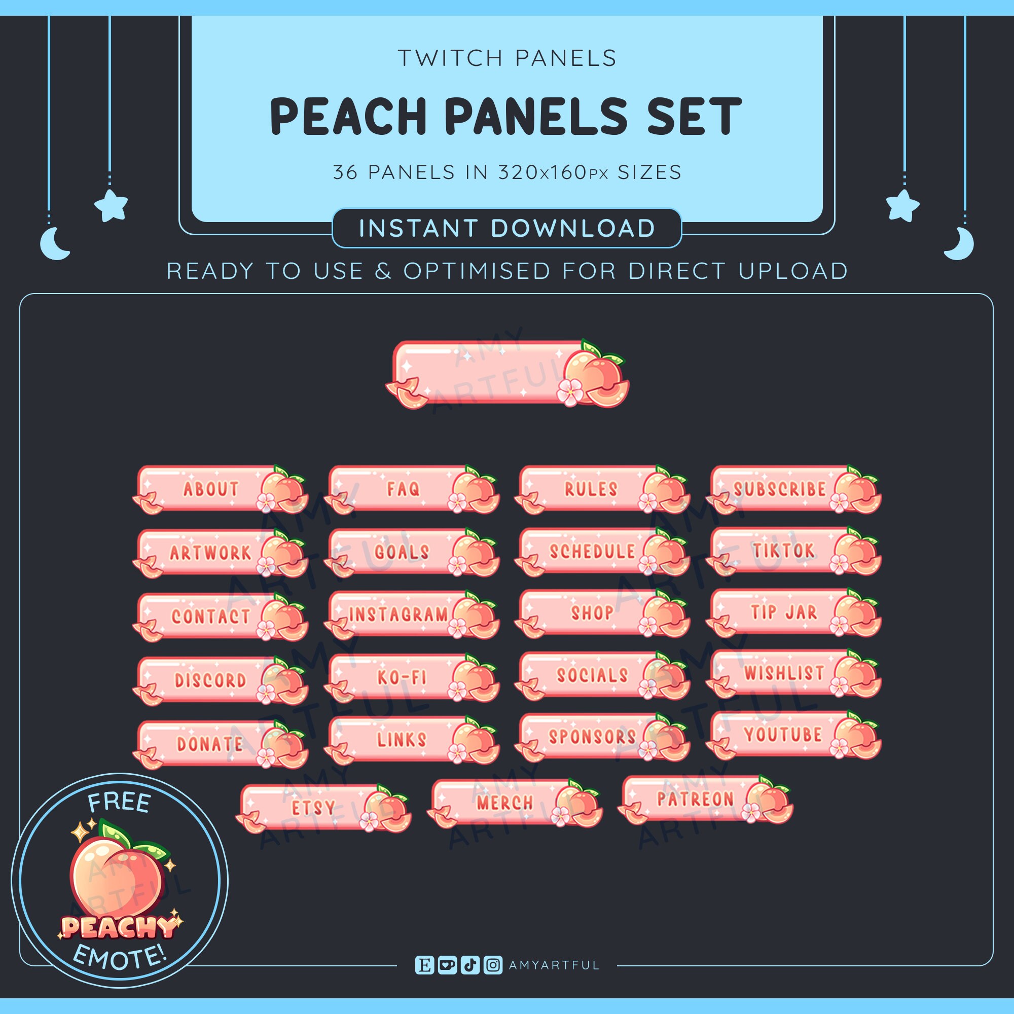 Twitch Panels / Banners / / Emotes / Badges / Channel Art Pngs Kawaii ...