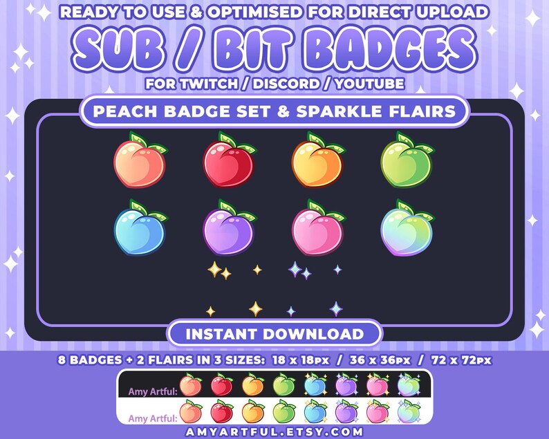Twitch BIT SUB Badges / Flairs / Emotes / Emojis / Channel Art - Etsy