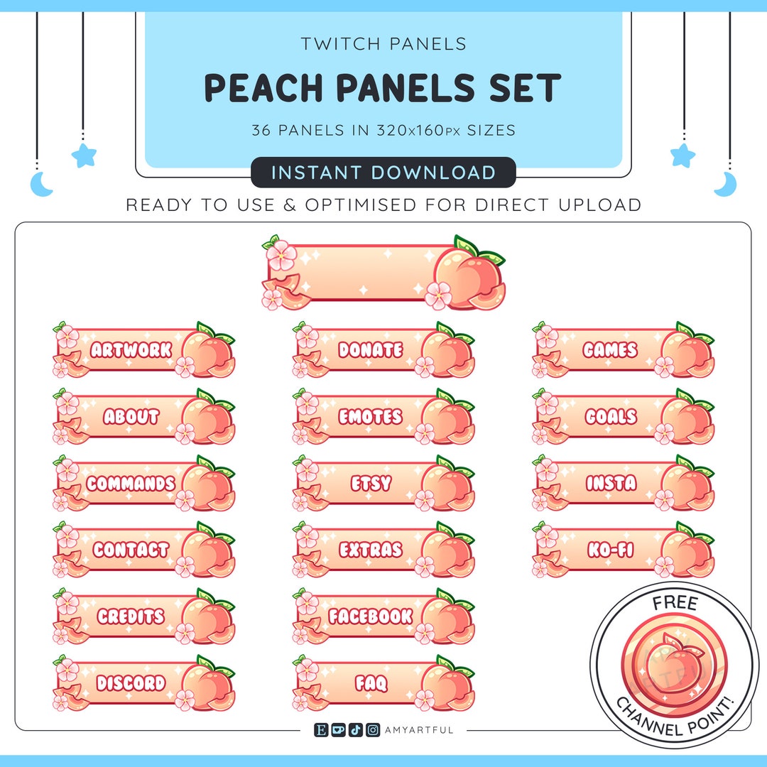 Twitch Panels / Banners / / Emotes / Badges / Channel Art Pngs Peach ...