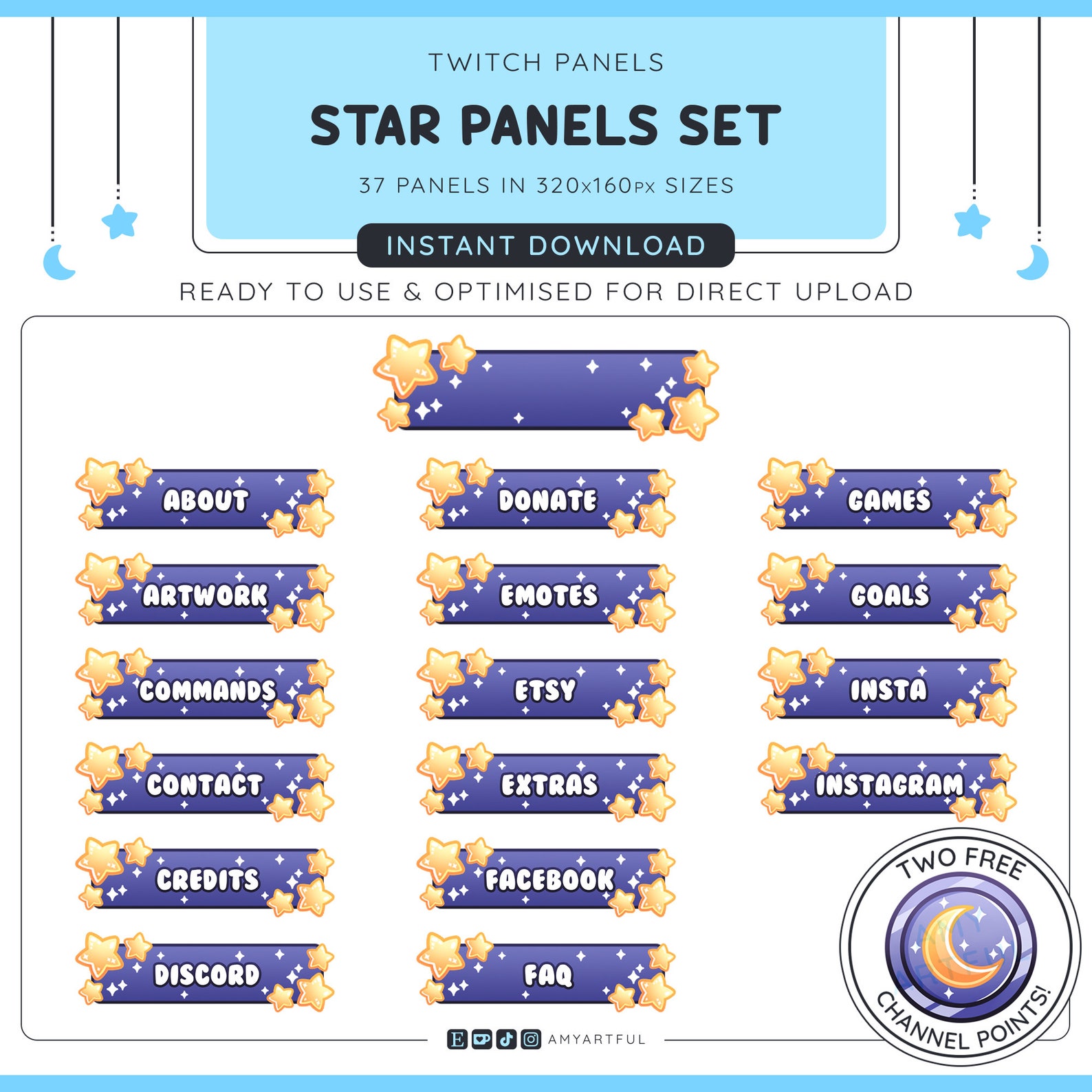 Twitch Panels / Banners / / Emotes / Badges / Channel Art Pngs Star ...