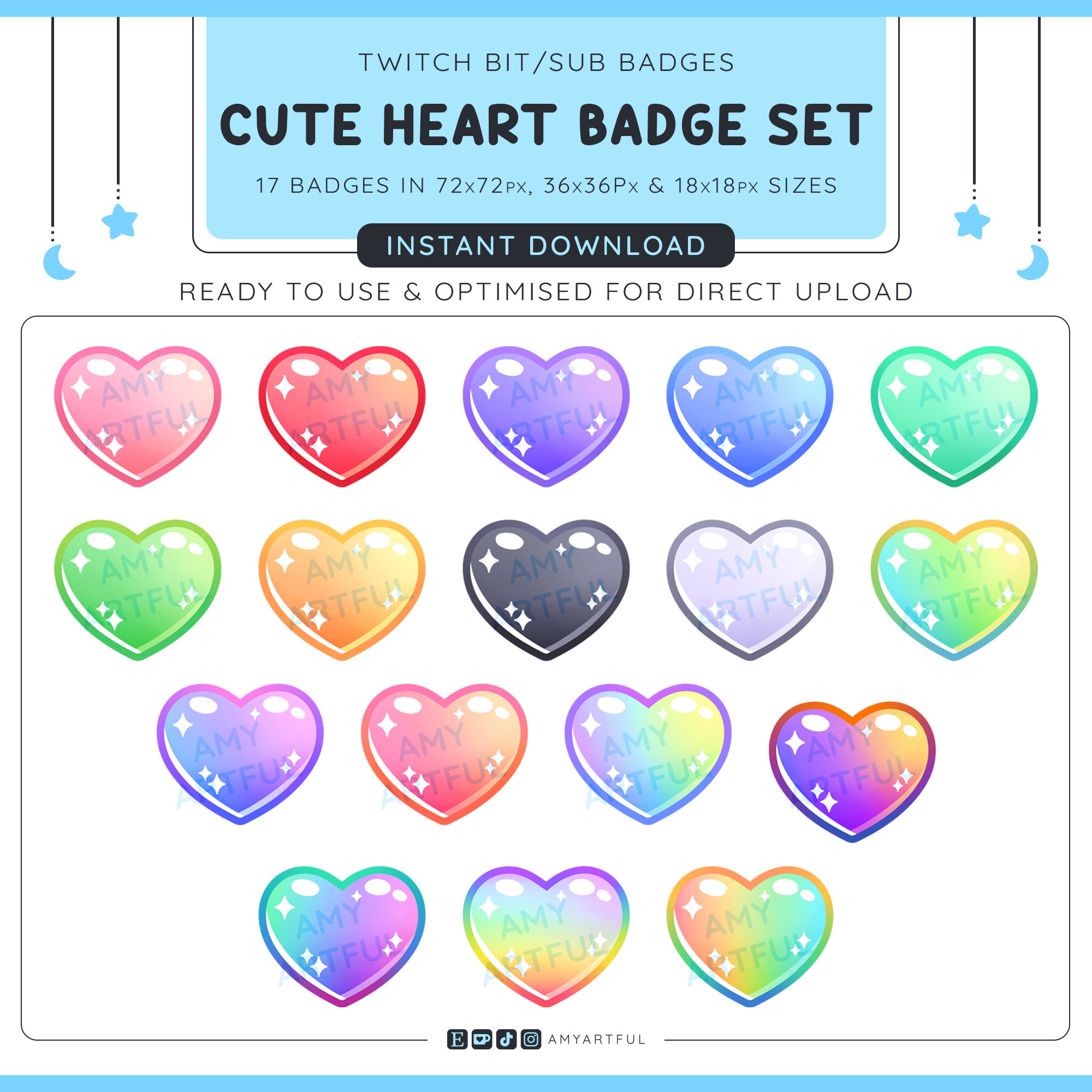 Twitch BIT SUB Badges Cute Heart Badges - Etsy