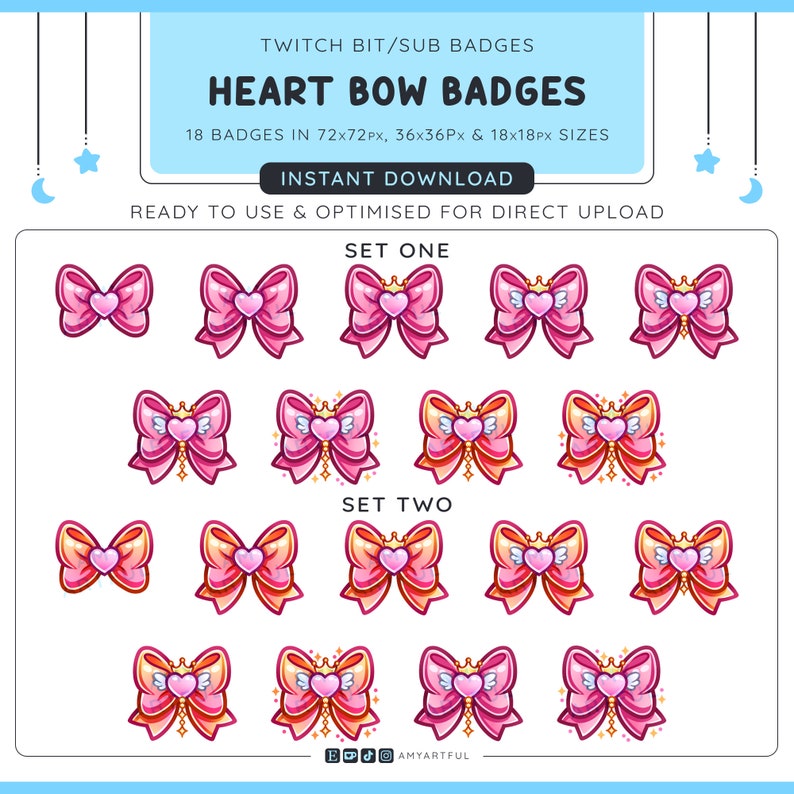 Twitch BIT / SUB Badges Cute Heart Bow Badges - Etsy