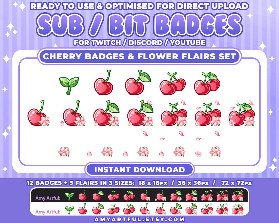 Twitch BIT SUB Badges / Flairs / Emotes / Emojis / Channel Art - Etsy