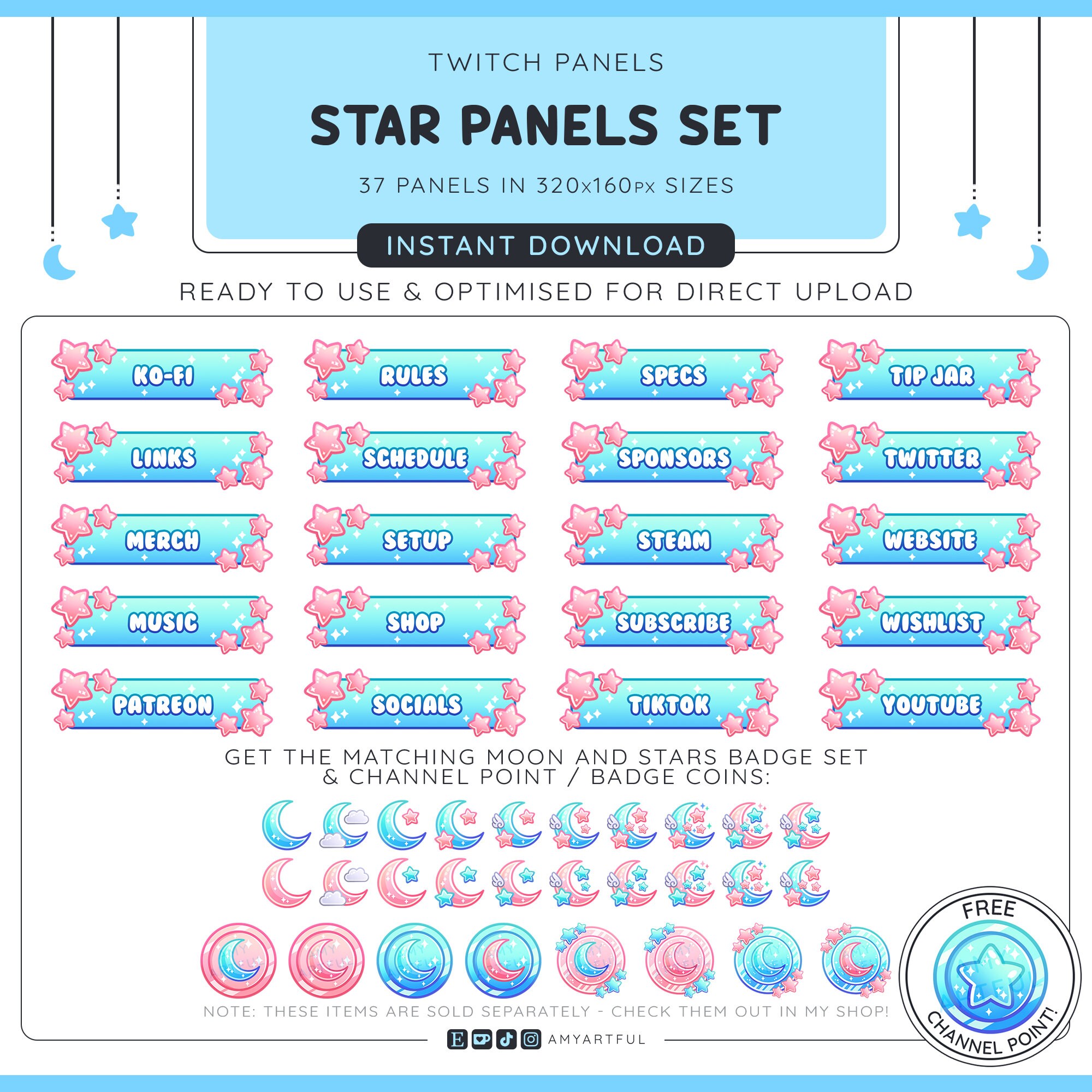 Twitch Panels / Banners / Emotes / Channel Art Pngs Star Panels Free ...
