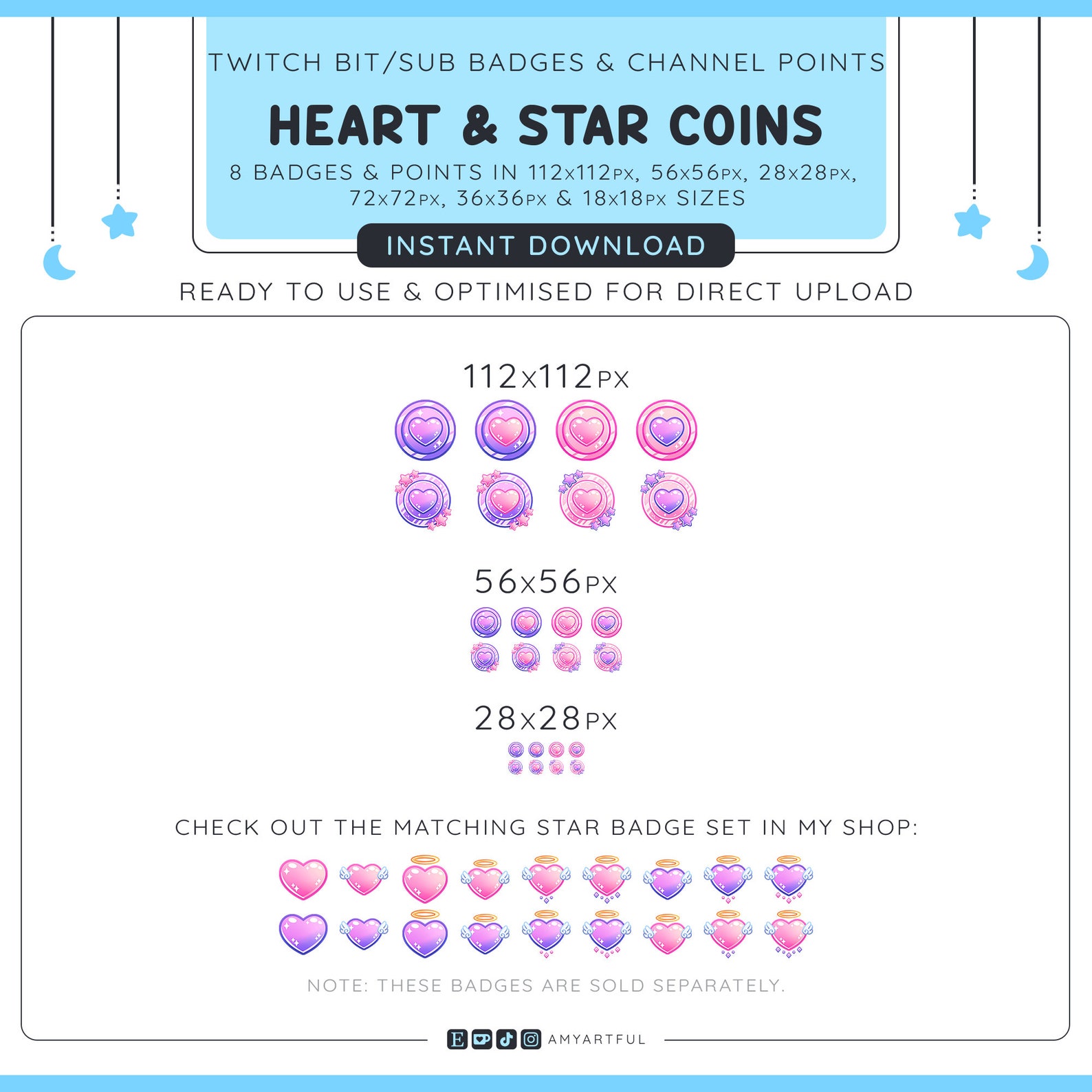 Twitch Channel Point / Emotes Pink & Purple Heart Coins Bundle - Etsy