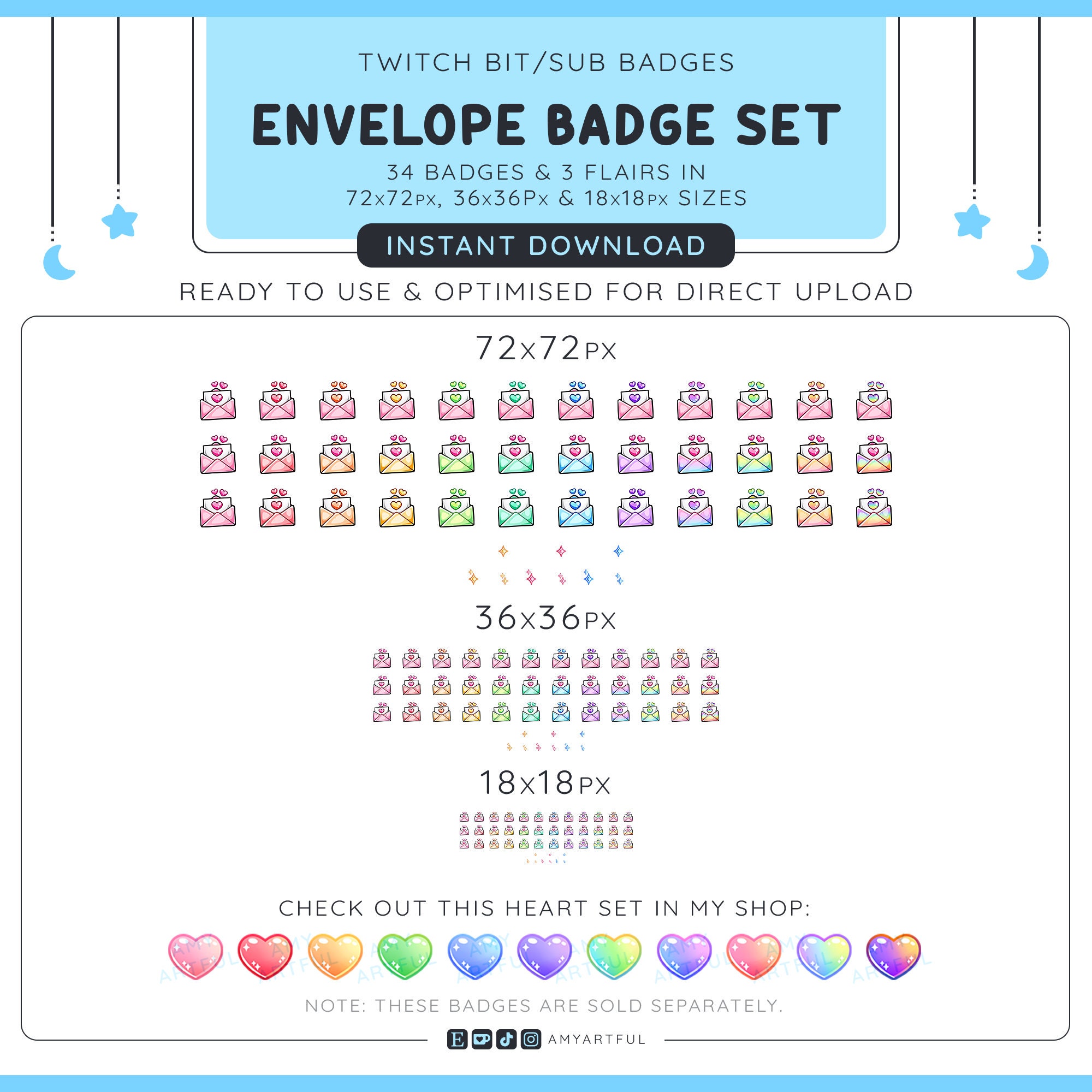 Twitch BIT / SUB Badges / Emojis / Emotes / Channel Art Sparkle Heart ...