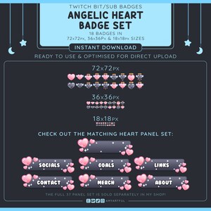 Twitch BIT SUB Badges & Channel Points Black and Pink Angelic Heart ...