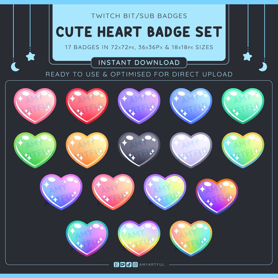 Twitch BIT SUB Badges Cute Heart Badges - Etsy