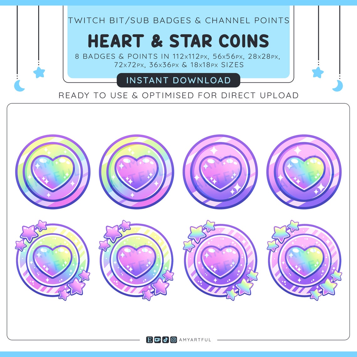 Twitch Channel Point / Emotes Pastel Rainbow Heart Coins Bundle - Etsy