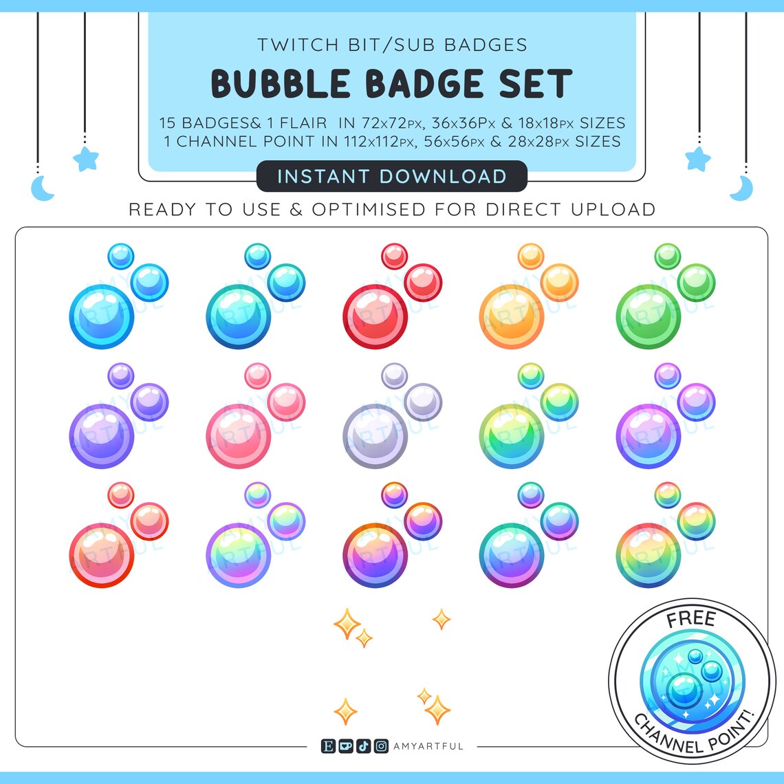 Twitch BIT SUB Badges / Flairs / Emotes / Channel Art Pngs Cute Bubble ...