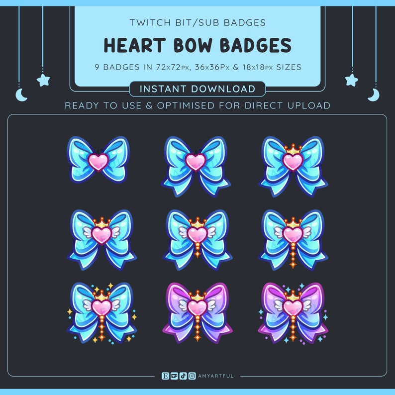 Twitch BIT / SUB Badges Cute Heart Bow Badges - Etsy