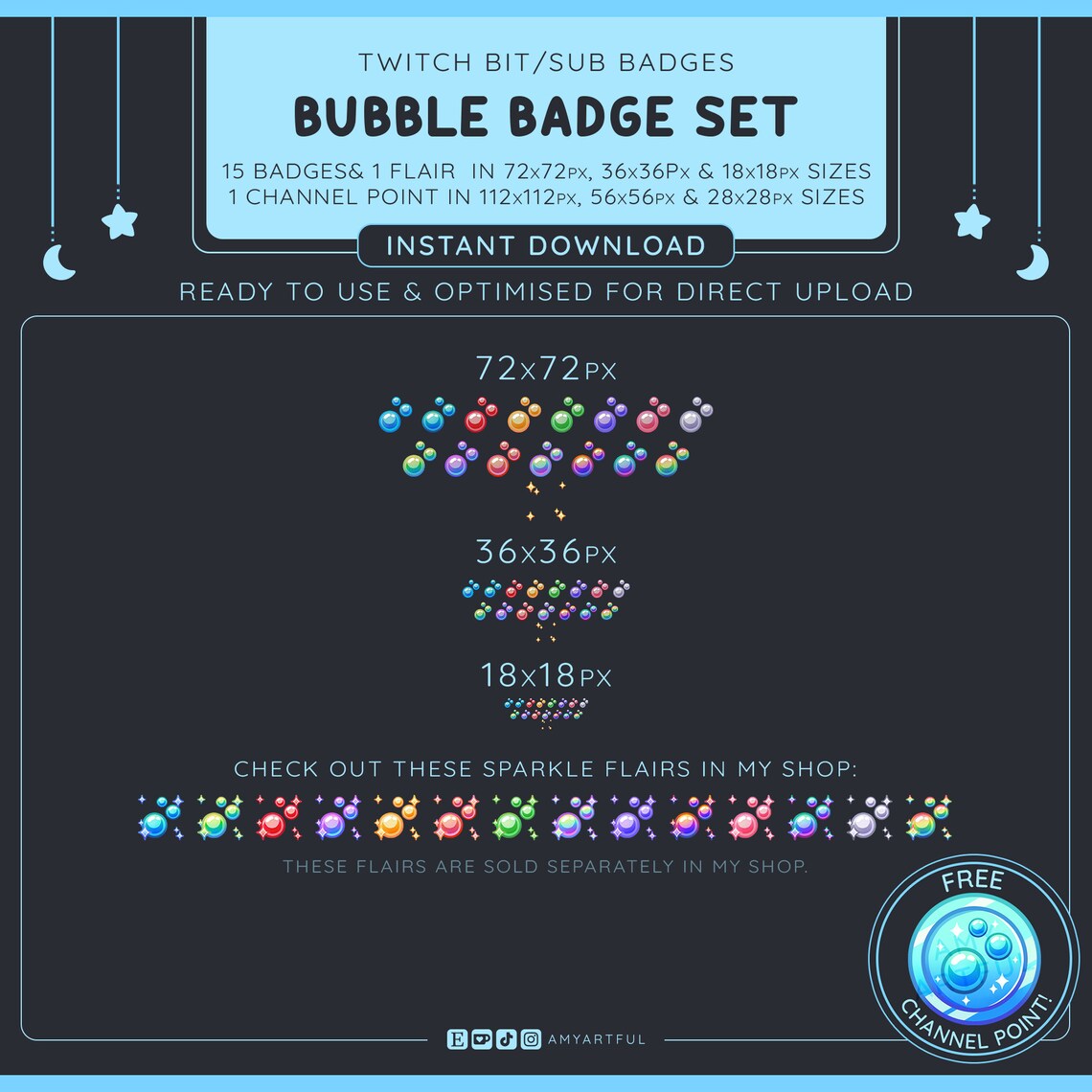 Twitch BIT SUB Badges / Flairs / Emotes / Channel Art Pngs Cute Bubble ...